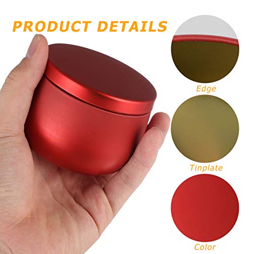 8pcs Candle Tin,metal Candle Tins for Candle Making, Crafts, and Candy Storing (Red) Airtight Cookie Food Containers Food Container