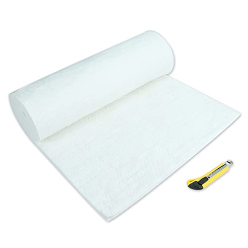 BACLAUGH 1"x24"x72",2400F Ceramic Fiber Fireproof Insulation Blanket, Applicable to Furnace, forging, kiln and Stove