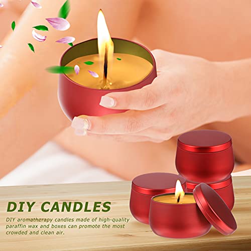 8pcs Candle Tin,metal Candle Tins for Candle Making, Crafts, and Candy Storing (Red) Airtight Cookie Food Containers Food Container