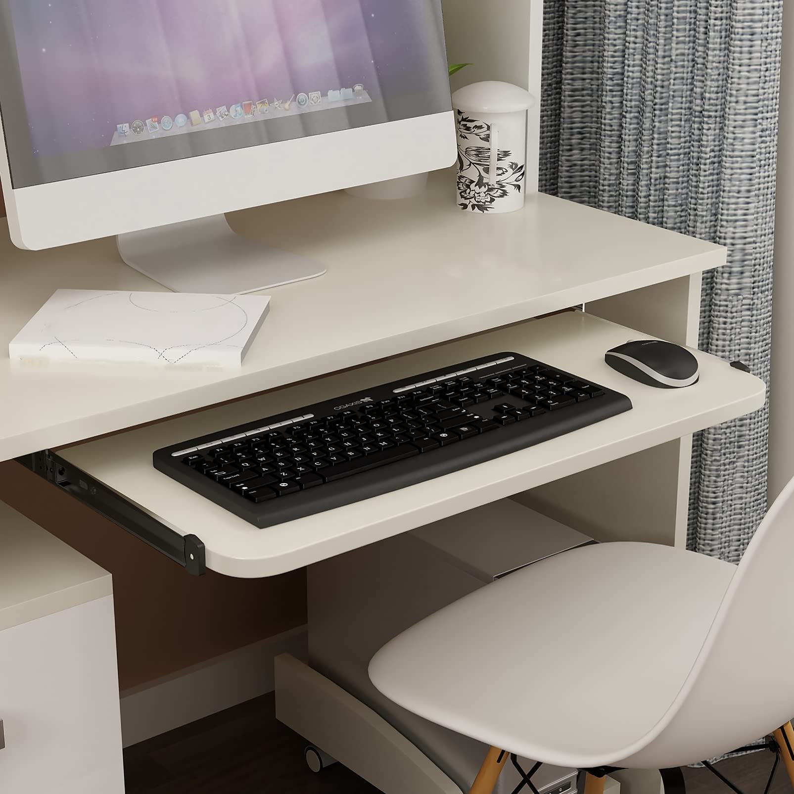 Veemoon 1 Pair Slide-Out Extension Computer Side Slide Inch Construction Sliding Inches Black Mount Tray Thickness Keyboard Furniture Full Steel Ball Rails Pull Heavy Hardware Stand