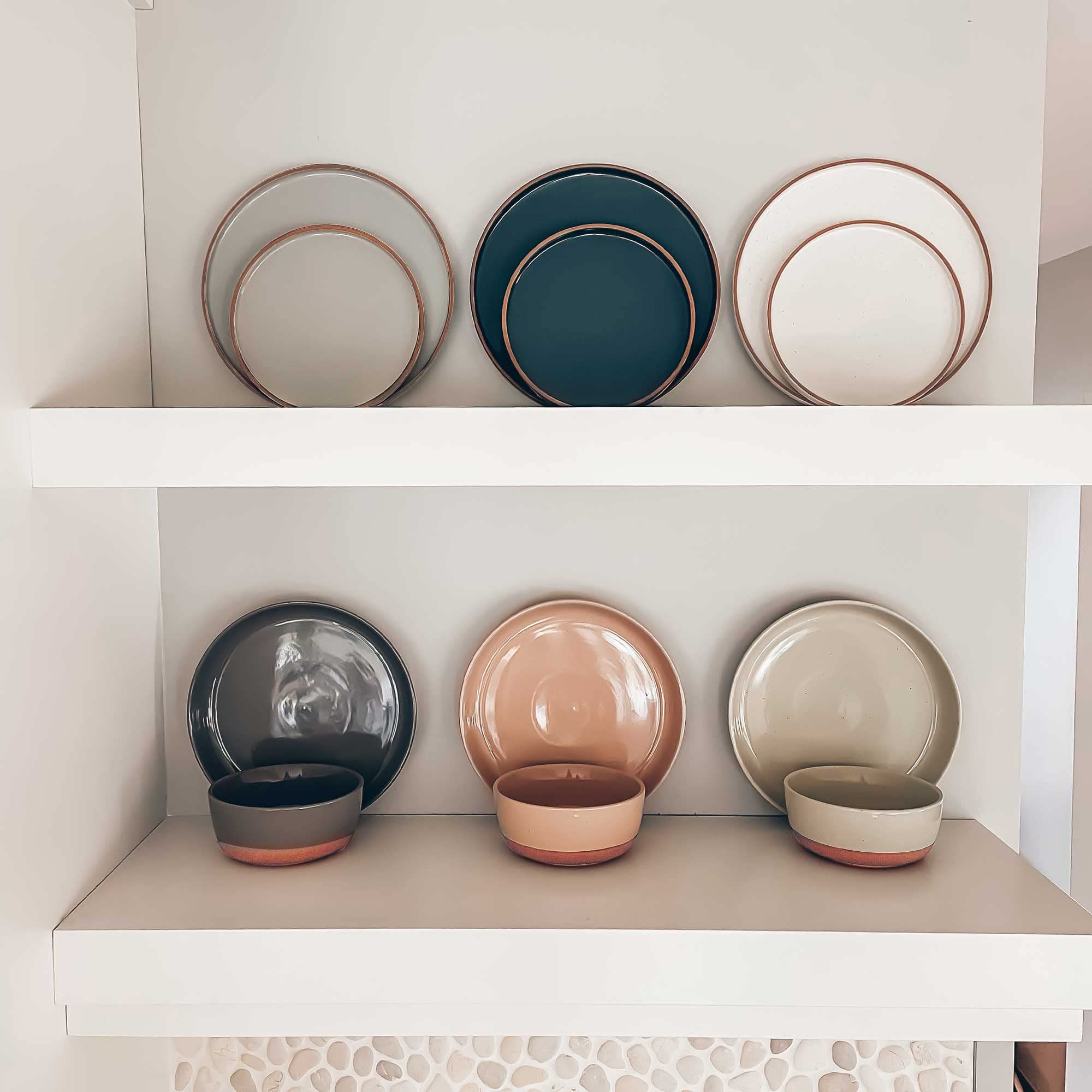 Mora Ceramic Flat Pasta Bowl Set of 4-35oz, Microwave Safe Plate with High Edge - Modern Porcelain Dinnerware for Kitchen and Eating, Large Wide Bowls/Plates for Serving Dinner, Salad, etc- Vanilla