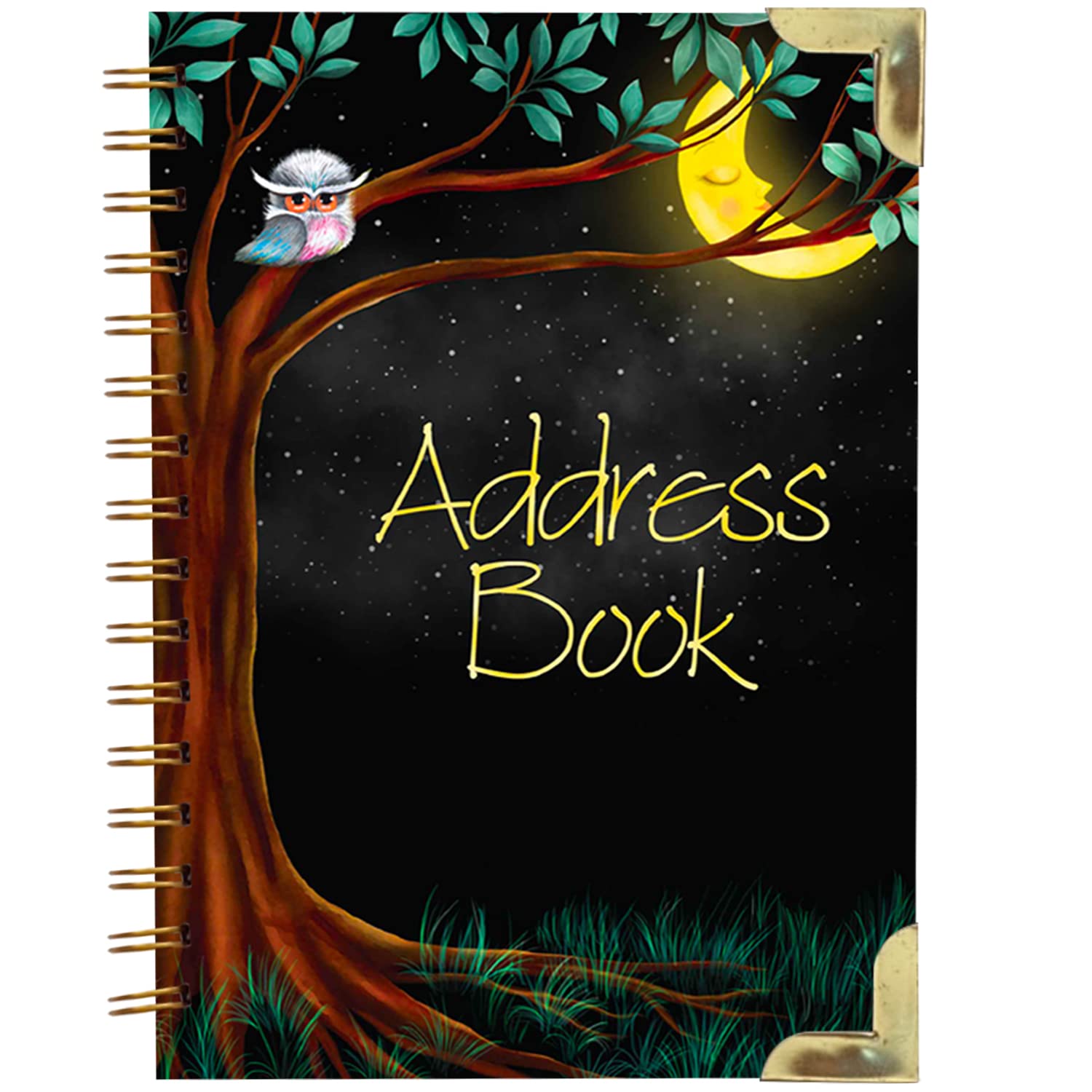 Small Address Book Large Print - Address and Phone Book with Alphabet Tabs - Contact Book Spiral Bound Hardcover - Cute Address Book Design - Organizer