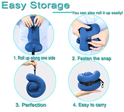HAPPYBAG Neck Pillow for Travel Memory Foam Neck Support Pillow,Portable Removable and Machine Washable,for Airplane Car Home Use Sleeping Rest Headrest (HD-Blue)