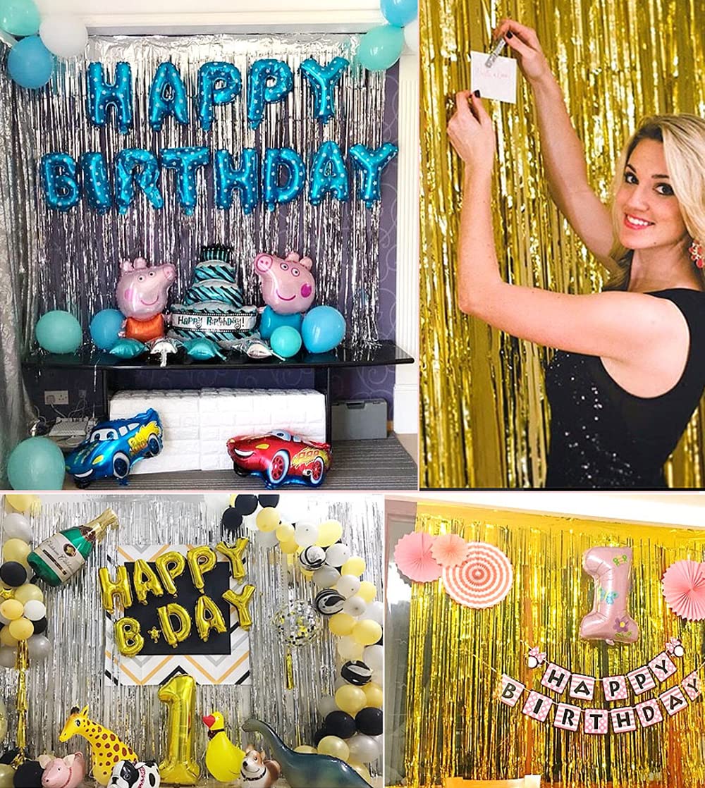 3 Pack Backdrop Curtains Party Decorations, Fringe Streamers Tinsel Backdrop Fringe Backdrop Party Backdrop Birthday Decorations, Party Décor Disco Party Decorations (3.3‘ x 6.6’, Silver)