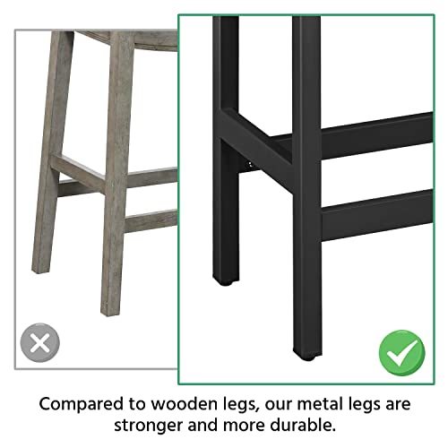 Yaheetech 26" Bar Stools Set of 4 Counter Height Bar Stools Leather Saddle Stool Kitchen Stools for Island Modern Backless Faux Leather Counter Stool, Dark Brown