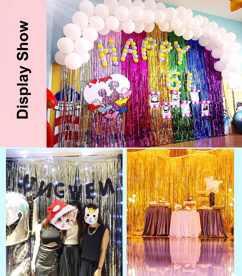 3 Pack Backdrop Curtains Party Decorations, Fringe Streamers Tinsel Backdrop Fringe Backdrop Party Backdrop Birthday Decorations, Party Décor Disco Party Decorations (3.3‘ x 6.6’, Silver)
