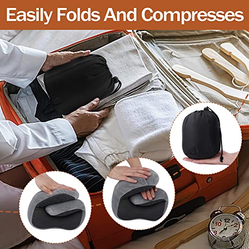 Faddare Travel Pillow, Memory Foam Neck Support Pillow Set, Comfortable Neck and Head Support Pillow, Travel Neck Rest Cushion for Plane Car Train Office(Grey)