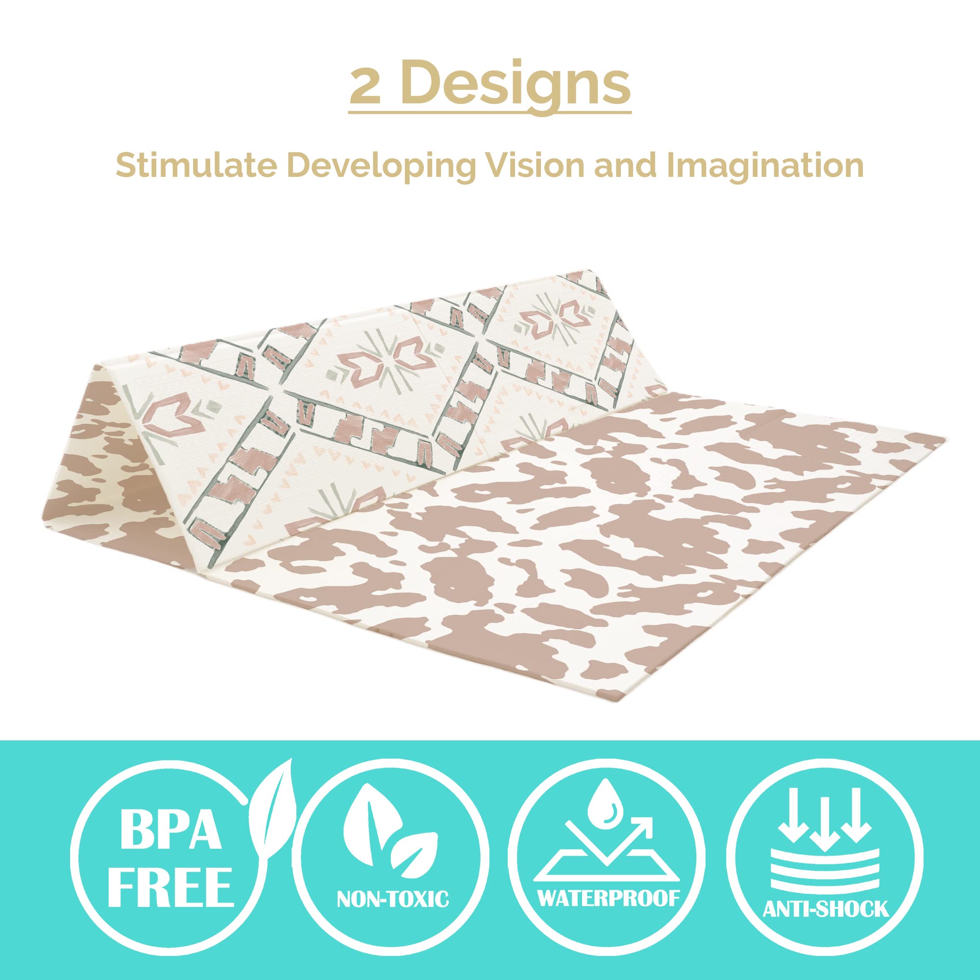JumpOff Jo Baby Play Mat - Large Folding Foam Play Mat for Infants, Babies, Toddlers, Waterproof, Double-sided (70" x 59") - Westbound