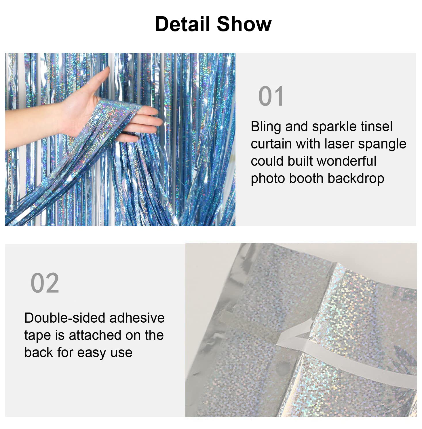 3 Pack Backdrop Curtains Party Decorations, Fringe Streamers Tinsel Backdrop Fringe Backdrop Party Backdrop Birthday Decorations, Party Décor Disco Party Decorations (3.3‘ x 6.6’, Silver)