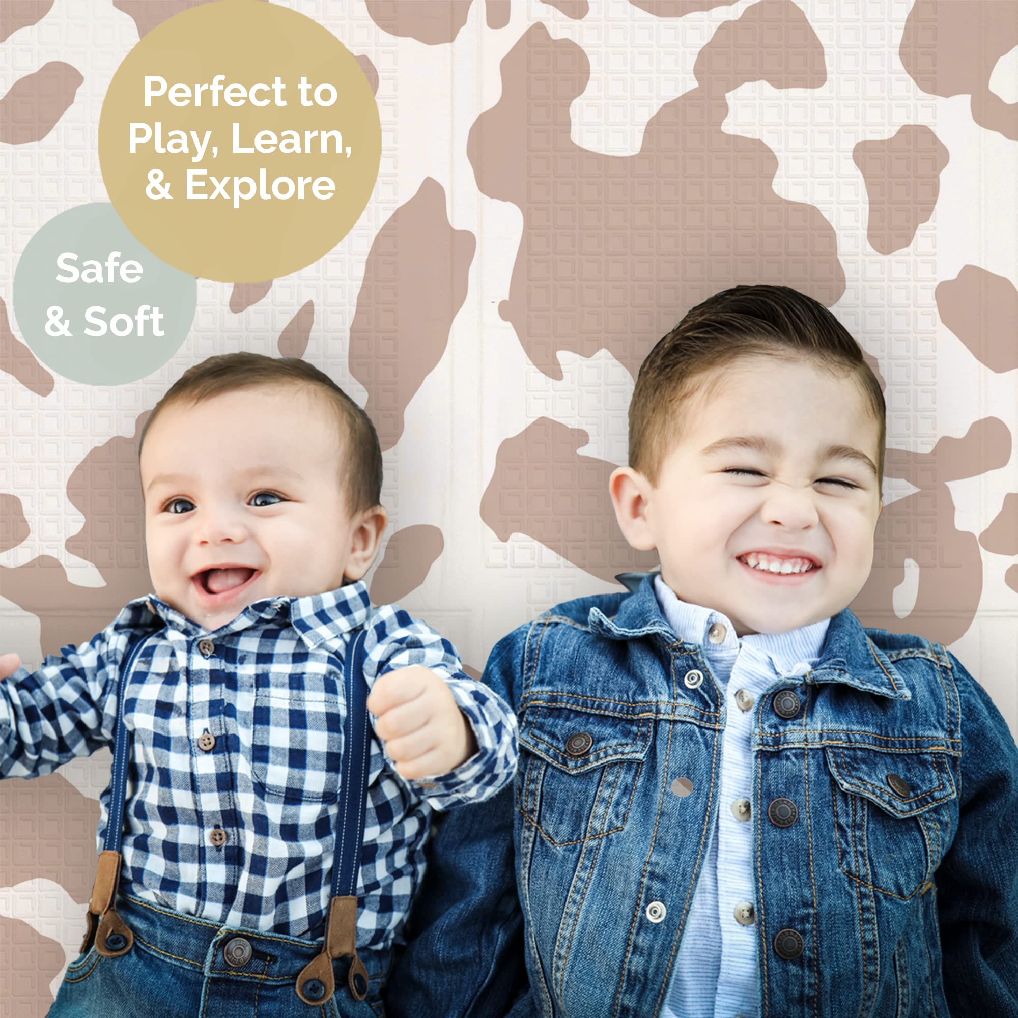 JumpOff Jo Baby Play Mat - Large Folding Foam Play Mat for Infants, Babies, Toddlers, Waterproof, Double-sided (70" x 59") - Westbound