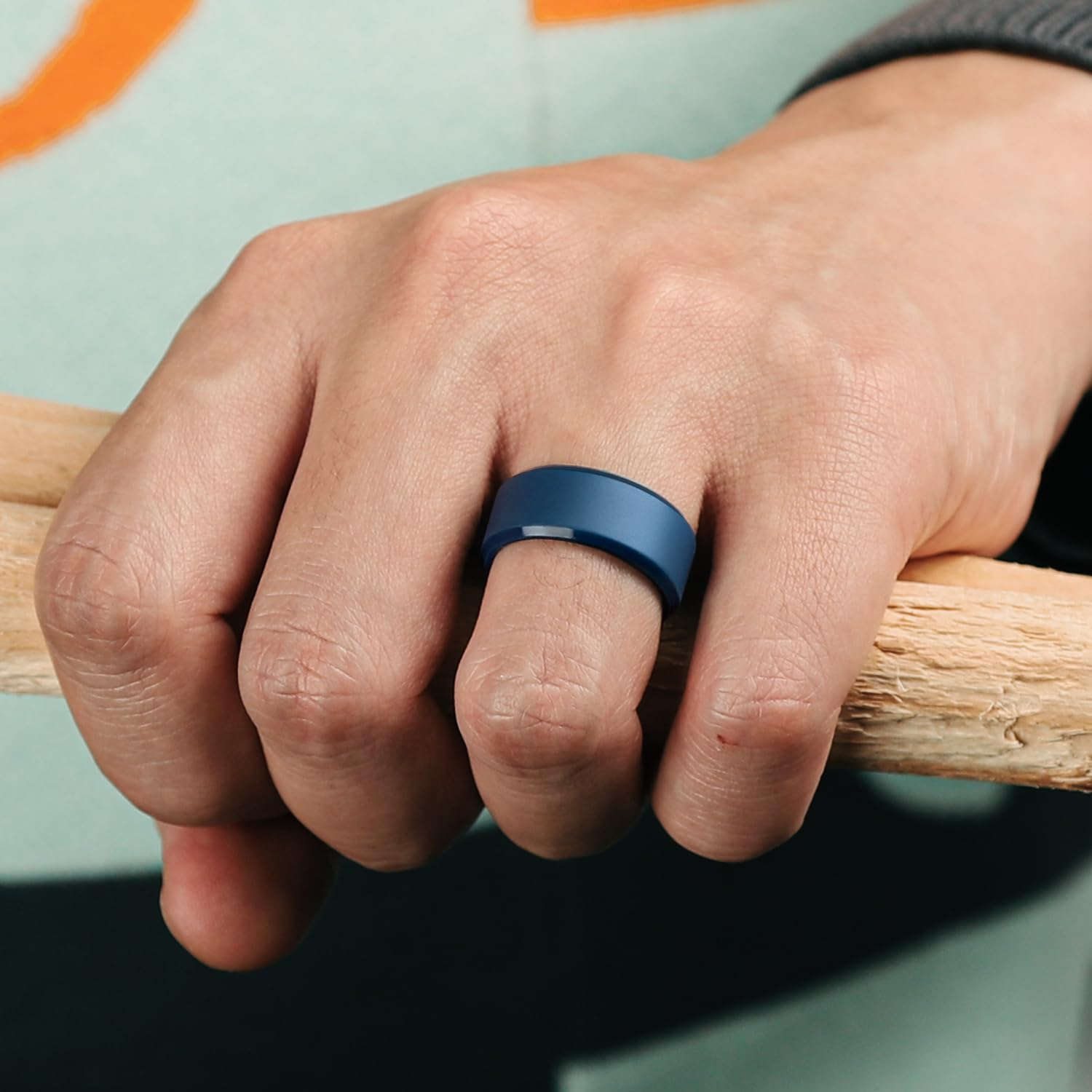 Egnaro Silicone Ring Men, Inner Arc Ergonomic Breathable Design, Mens Silicone Wedding Band 4 Rings / 1 Ring Rubber Wedding Bands, 9mm Wide-2.5mm Thick