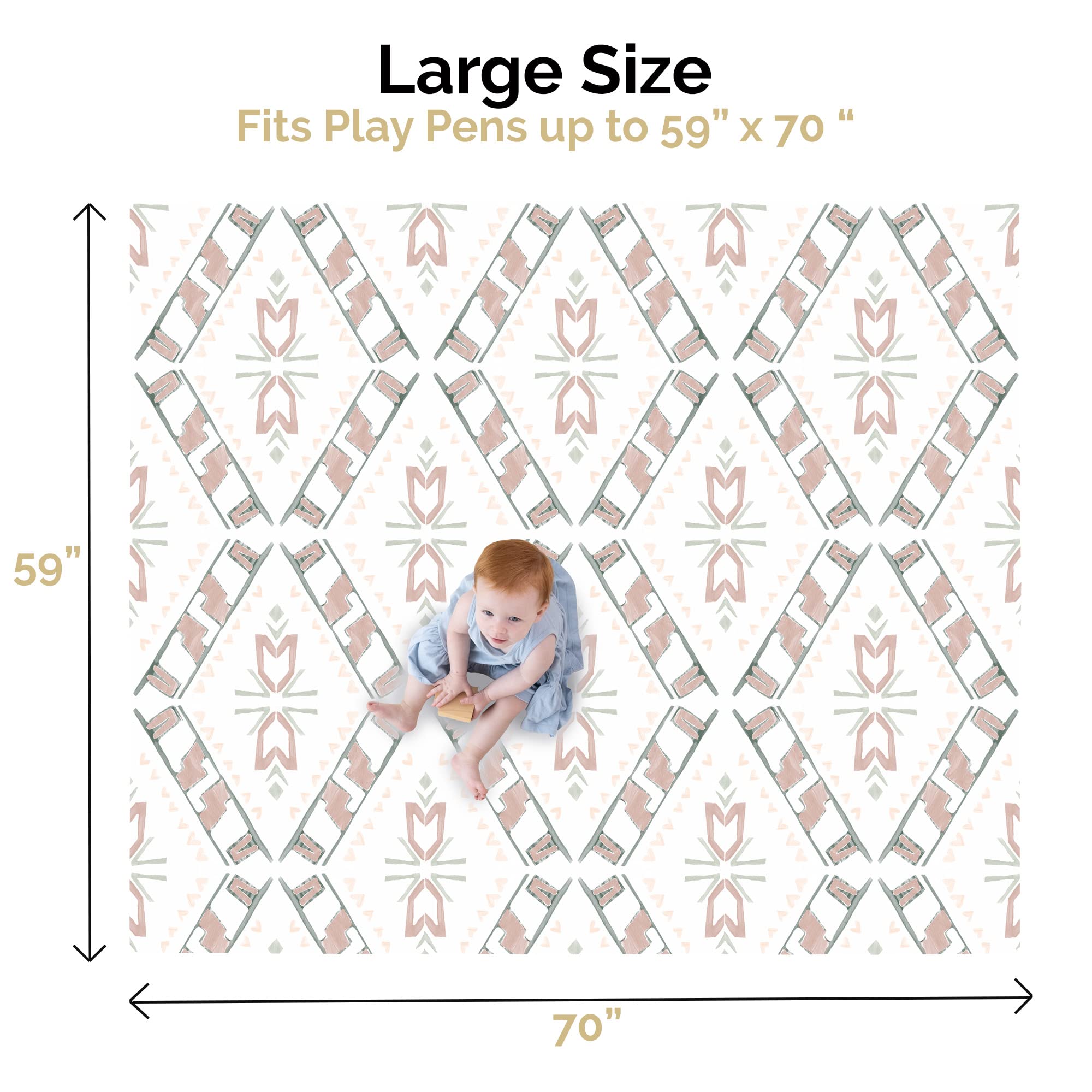 JumpOff Jo Baby Play Mat - Large Folding Foam Play Mat for Infants, Babies, Toddlers, Waterproof, Double-sided (70" x 59") - Westbound