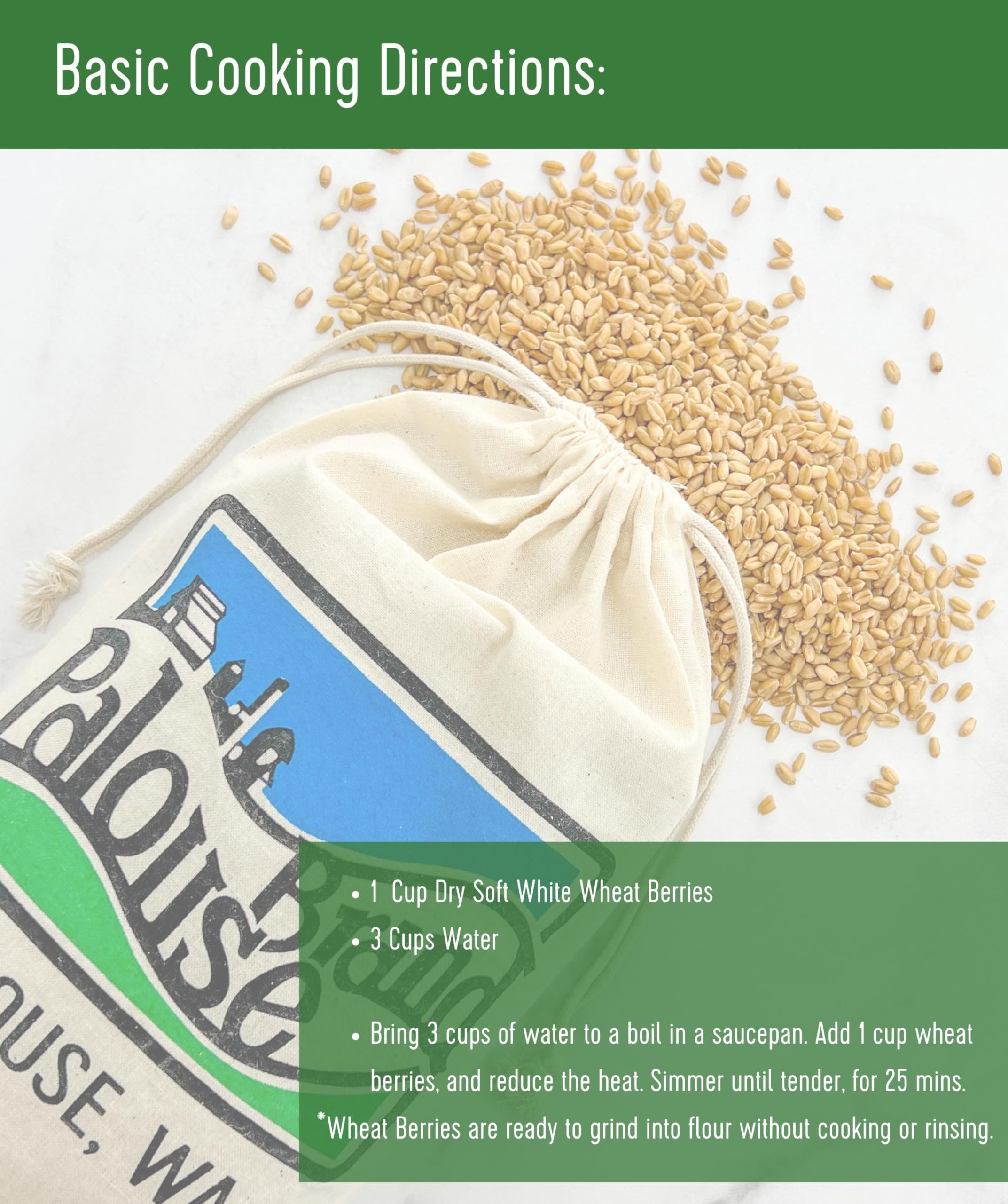 Certified Glyphosate Residue Free Soft White Wheat Berries | 100 LBS | Desiccant Free | Sproutable | Non-GMO Project Verified | Kosher