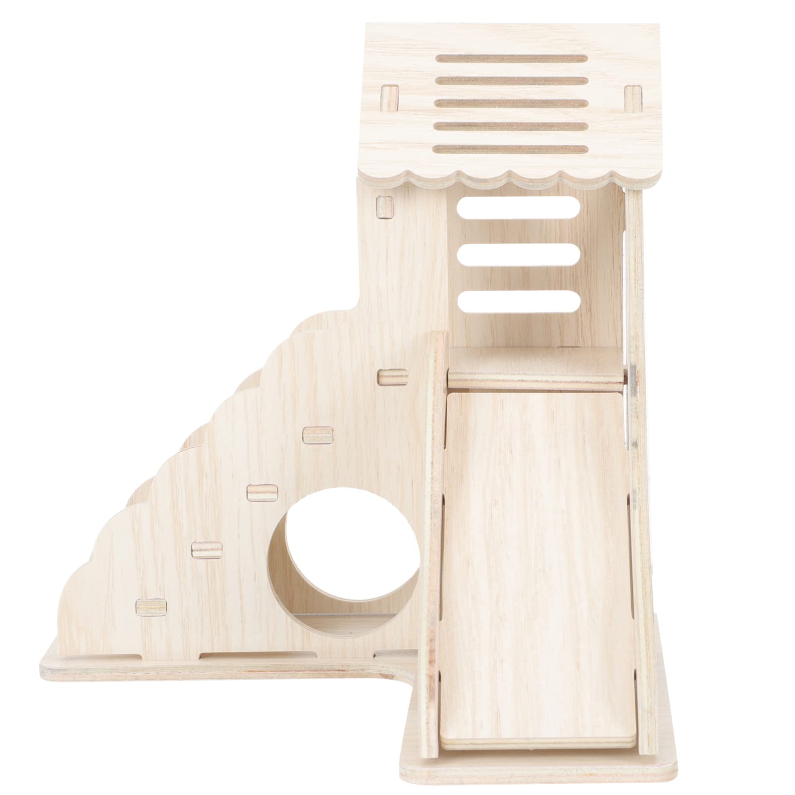 Ipetboom Wooden Landscaping House Climbing Ladder Toy Small Hideout for Hamster Pet Sleeping House Hamster Ladder Toy Hamster Hideout Pets Exercising Toy Wood Hamster Nest Pet Wooden Nest