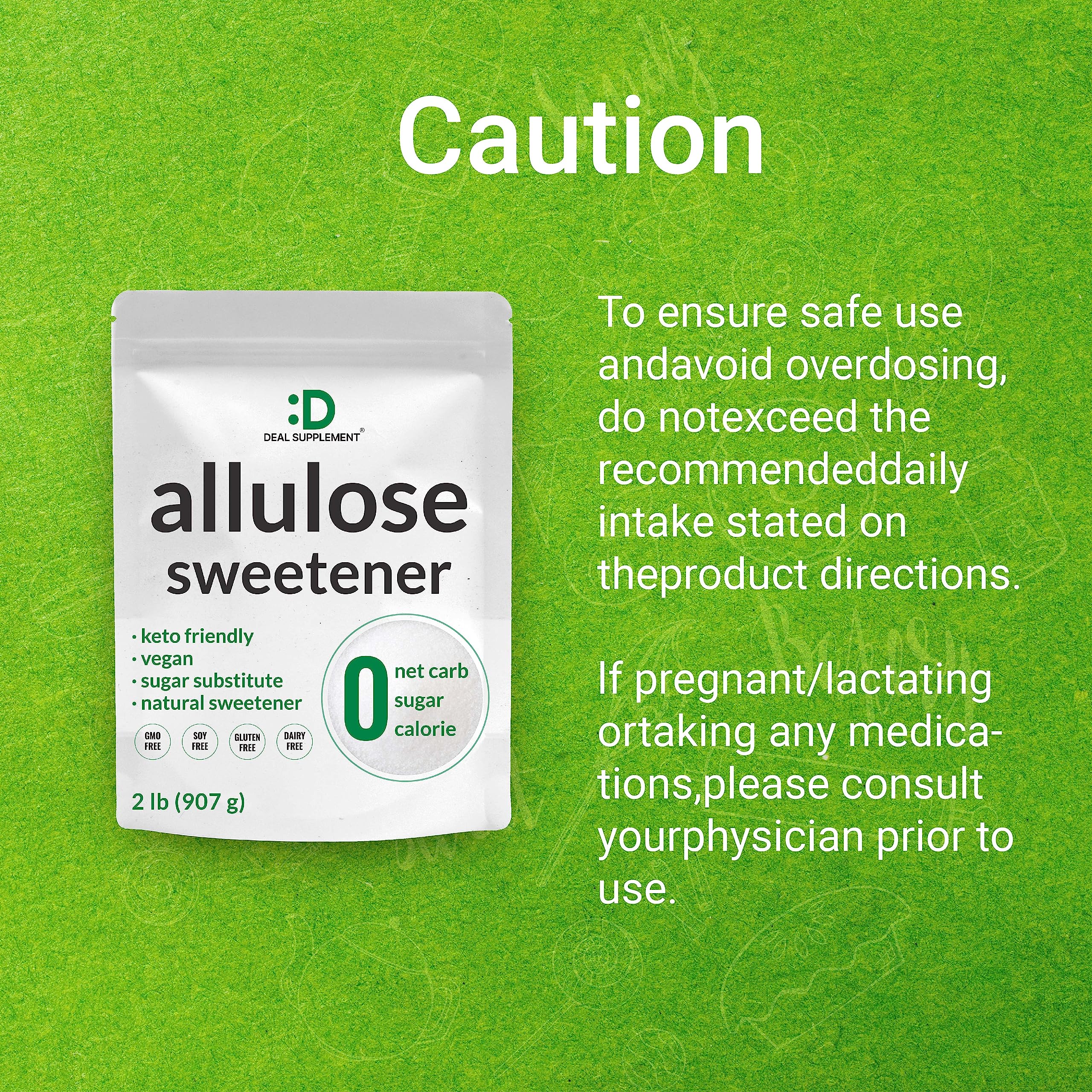 Allulose Sweetener 2 Pounds β Natural Sugar Subsitutes, No Aftertaste - Keto Friendly, Vegan, Zero Net Carb, Zero Calorie, Great for Cooking & Baking