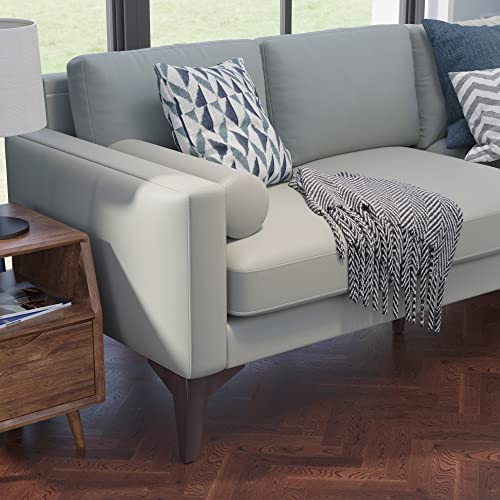 YESHOMY Rivet Mid-Century Upholstered Modern Sofa Couch, Loveseat with Sturdy Wooden Feet, No Assembly Required, 77" W, Gray Breathable Leather