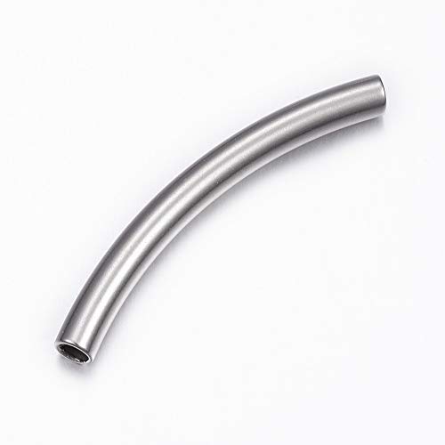 UNICRAFTABLE 50Pcs 40mm Long Curved Tube Spacer Beads Stainless Steel Twist Noodle Shape Beads for Pendants Bracelet Necklace Jewelry Making