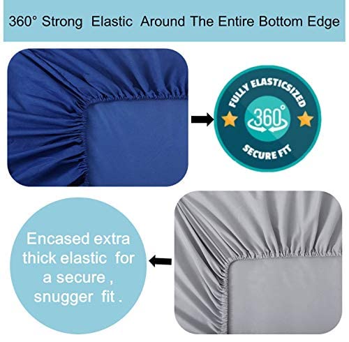 Crib Sheets, Crib Sheets for Boys | Baby Boy Crib Sheets | Microfiber Crib Fitted Sheet for Standard Crib and Toddler Mattress (Gray and Navy, 2 Pack)