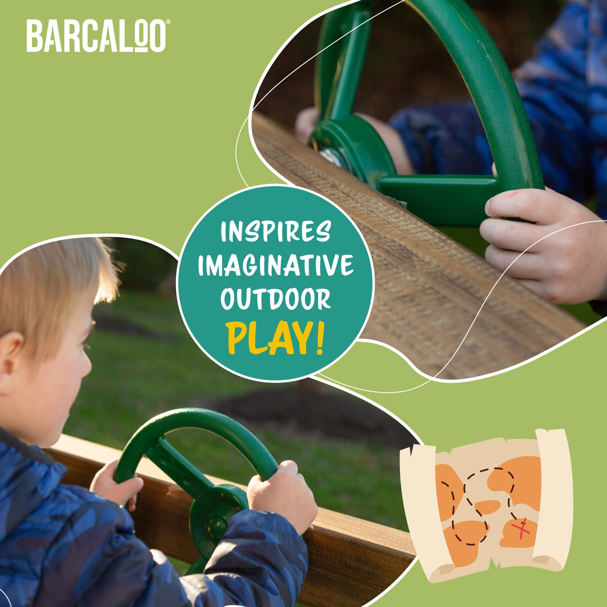 Barcaloo Playground Equipment Steering Wheel, Jungle Gym Accessory for Backyard Swing Set, Driving Wheel for Kids, Easily Mounted on Any Wall Panel, Swing Set Steering Wheel for Toddler