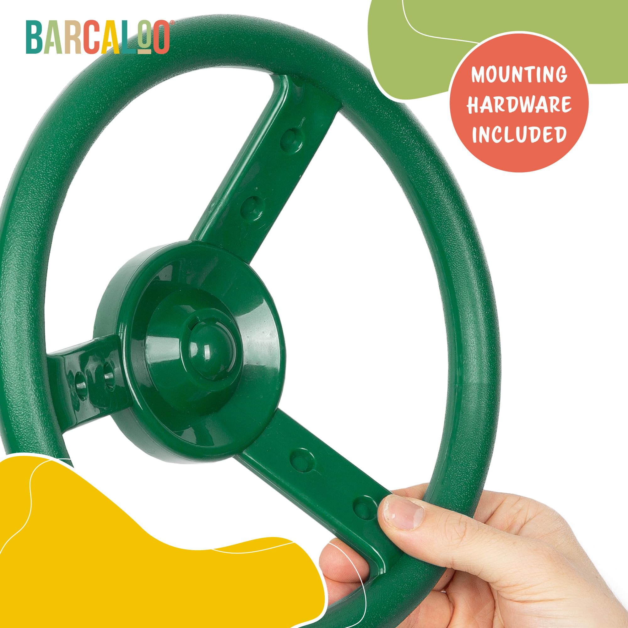 Barcaloo Playground Equipment Steering Wheel, Jungle Gym Accessory for Backyard Swing Set, Driving Wheel for Kids, Easily Mounted on Any Wall Panel, Swing Set Steering Wheel for Toddler