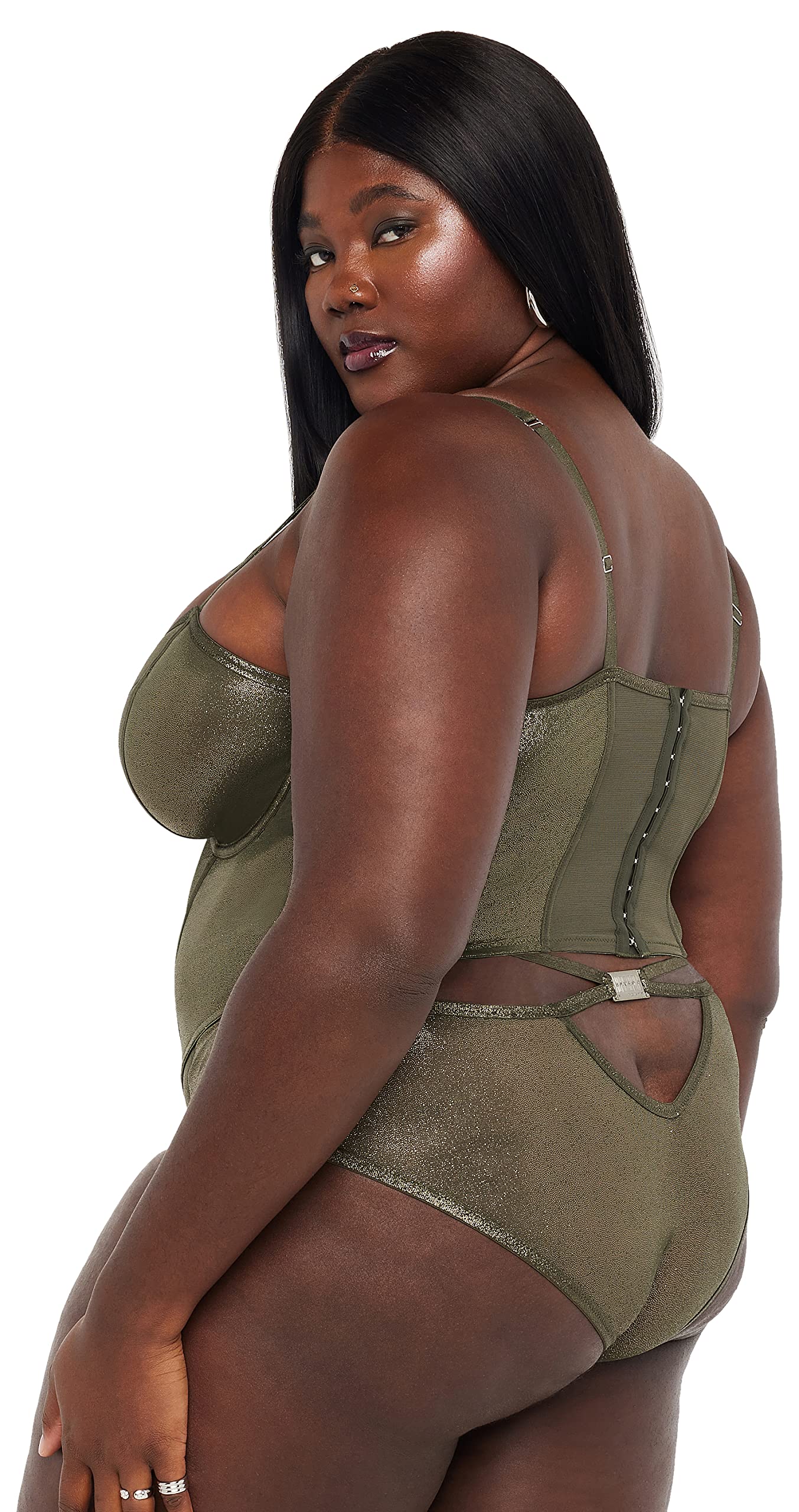 Savage X, Womens, Going Platinum Mesh Bustier, Deep Forest Green, XS