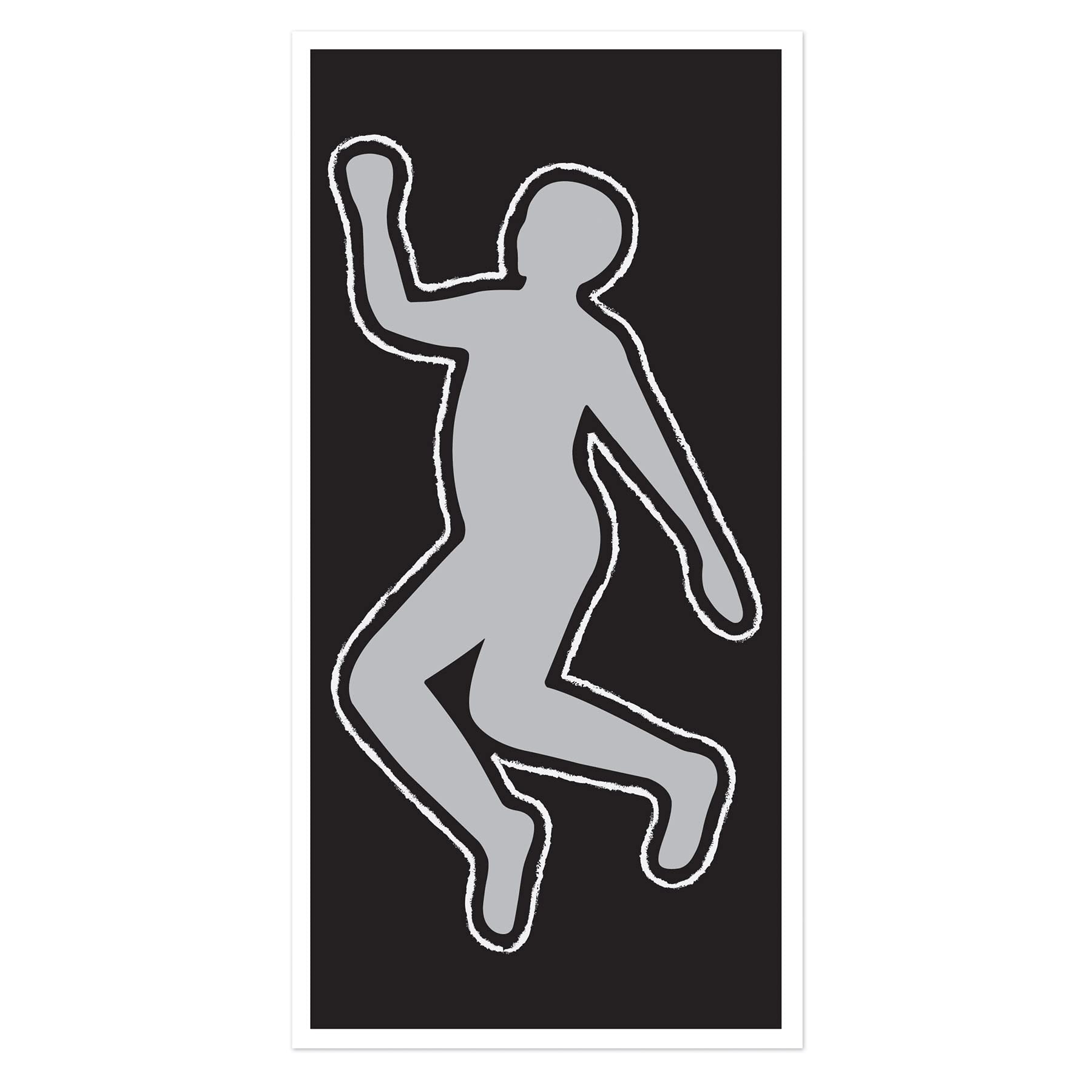 Beistle Plastic PSI Body Silhouette Door Cover, 5' x 30" - Detective Investigation Party Supplies, Murder Mystery Dinner, Floor Crime Scene Evidence Decoration, Spooky Halloween Themed Decor