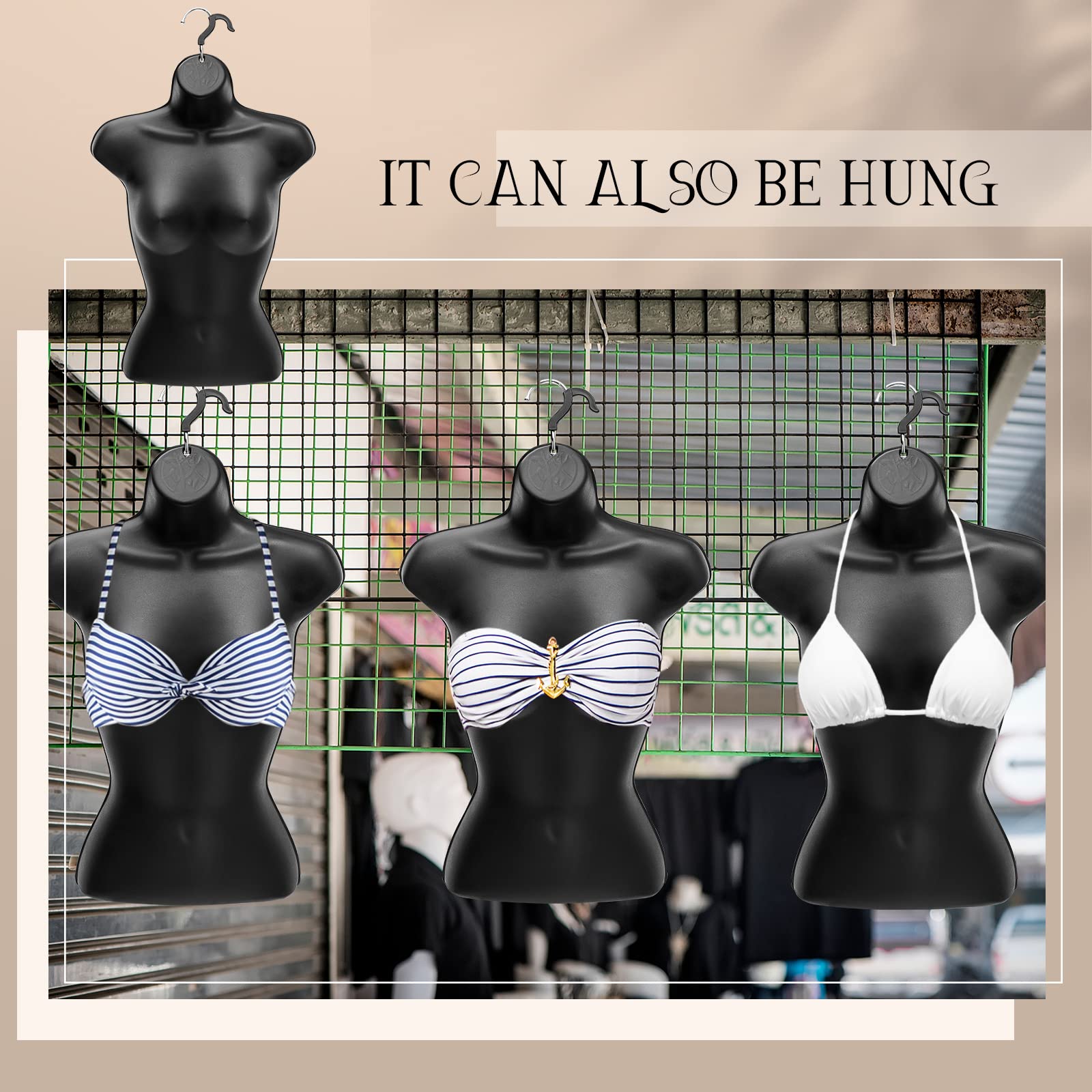 Dress Form Female Mannequin Torso Hollow Back Hanging Mannequin Body Manikin with Hook Half Body Shirt Clothing Display Plastic(12 Pcs,22.8 x 15.7 Inch)