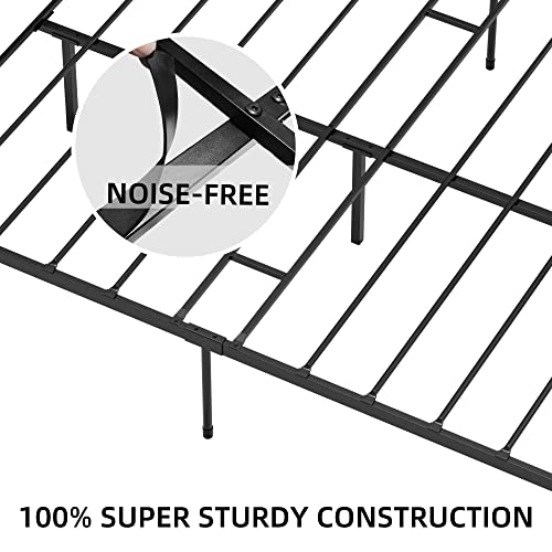 Fancihabor Queen Size Bed Frame with Upholstered Headboard, Metal Slats Support Platform Bed Frame with Storage, No Box Spring Needed (Queen)