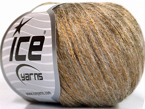 Rock Star, Bronze Beige, Metallic Shine, Soft Nylon, Merino Wool, Acrylic Blend Yarn, 50 Gram