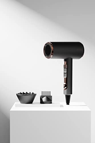 Funtin Hair Dryer, Blow Dryer with Diffuser Brush Comb for Women 4C Thick Curly Hair 1800w-Professional Black