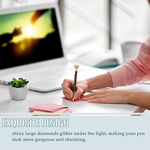 Fainne 6 Pieces Crystal Pens Leopard Ballpoint Pen Bling Diamond Pen Bride Wedding Pen Metal Pen with Diamond on Top Refillable Cheetah Pen for Office, School, Party Gifts