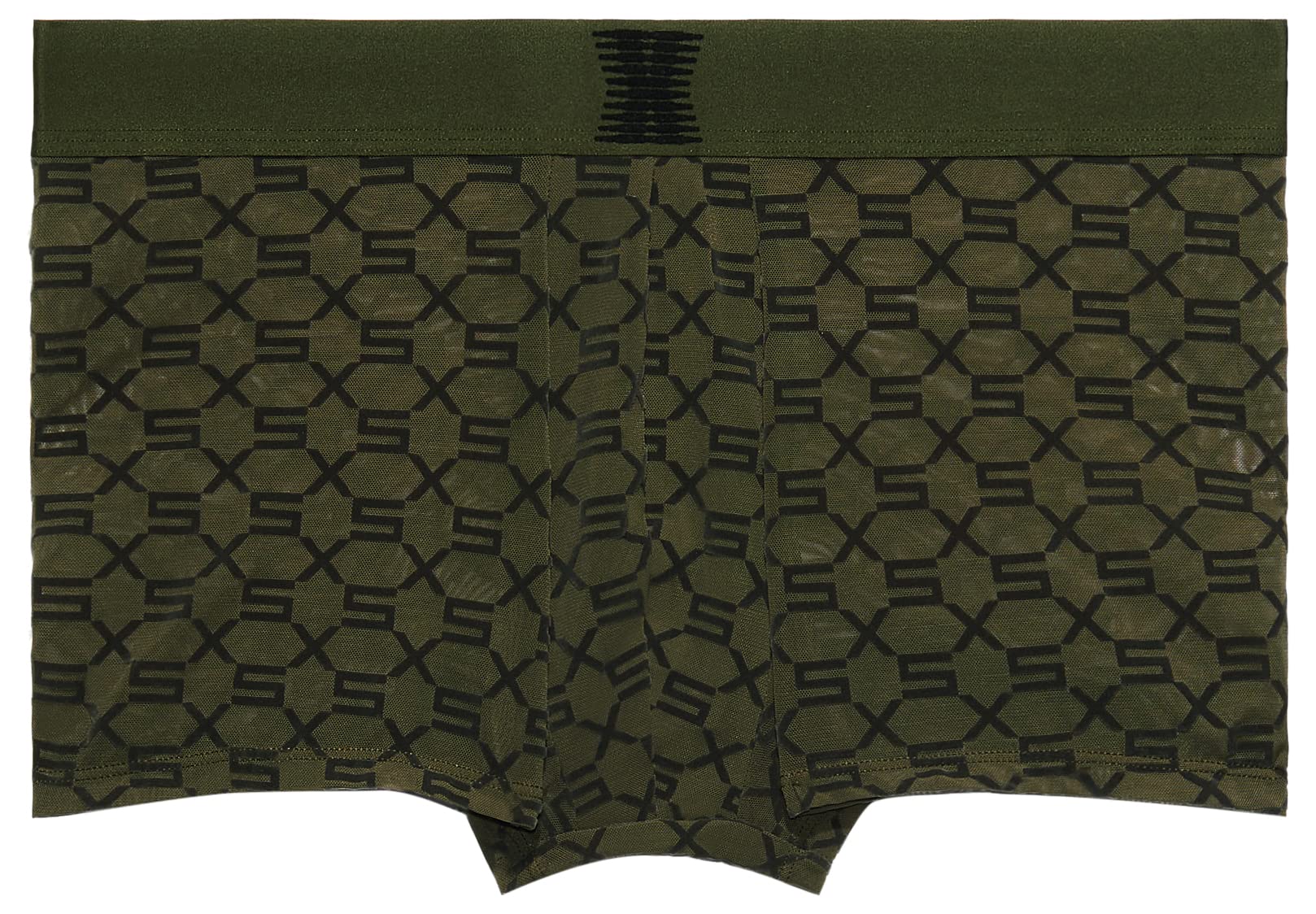 Savage X, Men's Flocked Monogram Trunks, Deep Forest Green, XXL