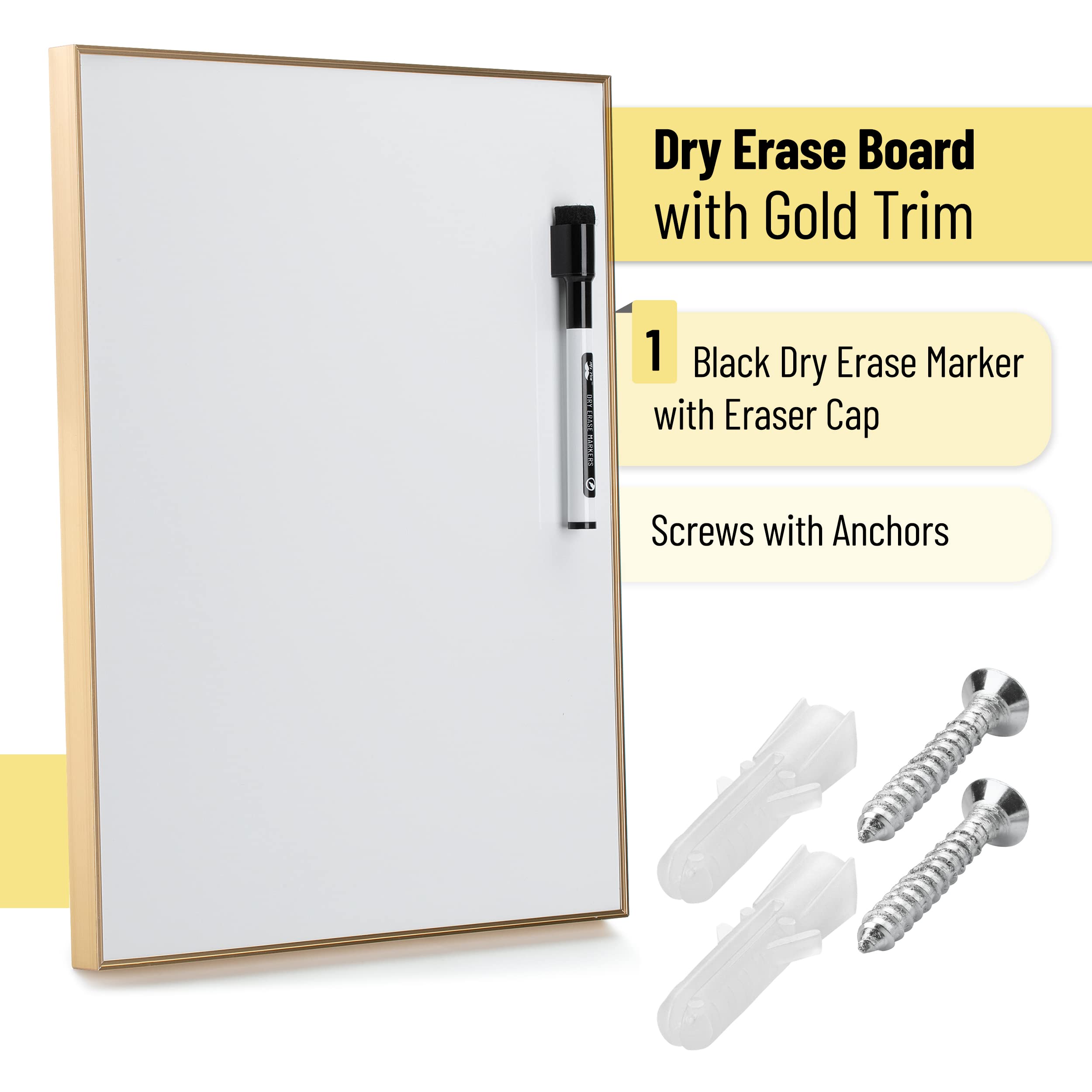 Mr. Pen- Dry Erase Board, 14” x 11”, Aluminum Frame with a Black Dry Erase Marker, Small Whiteboard, Mini White Board, White Board Dry Erase, Small Magnetic Board, Magnetic White Board