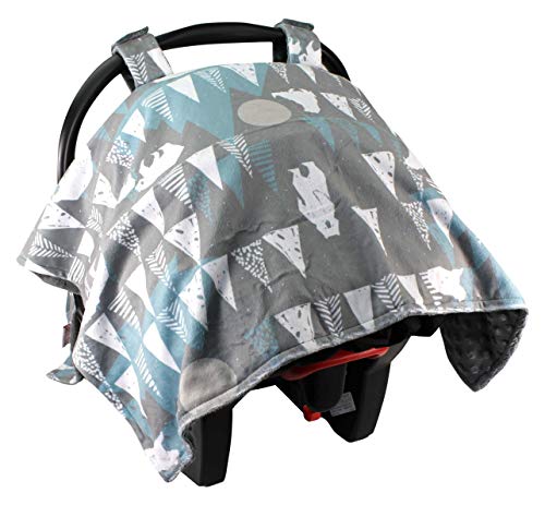 Baby Car Seat Canopy Cover - White Bear and Trees