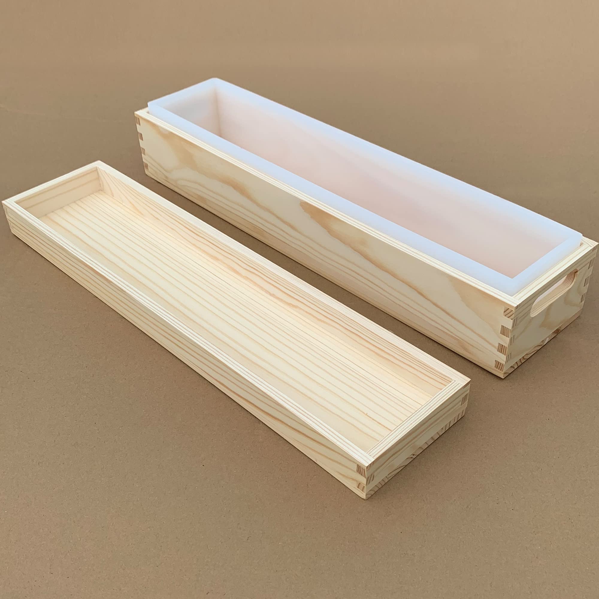 Rectangular soap Mold for soap Making Large Size - 2500ML 80OZ 5lb Large Rectangle Soap Mold Silicone - with Wood Box and Wooden Cover, soap Packaging, Gloves, Stirring Stick