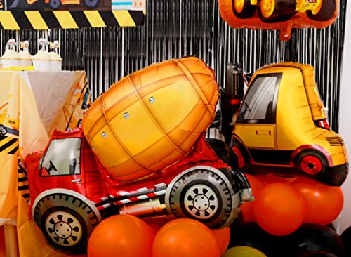 FIGEPO 179 Pack Construction Birthday Party Supplies Dump Truck Party Decorations Kits Plates, Utensils, Napkins, Tablecloth, Cake Toppers, Backdrop, Balloons, Curtains, Tape Banner Serves 16 Guests