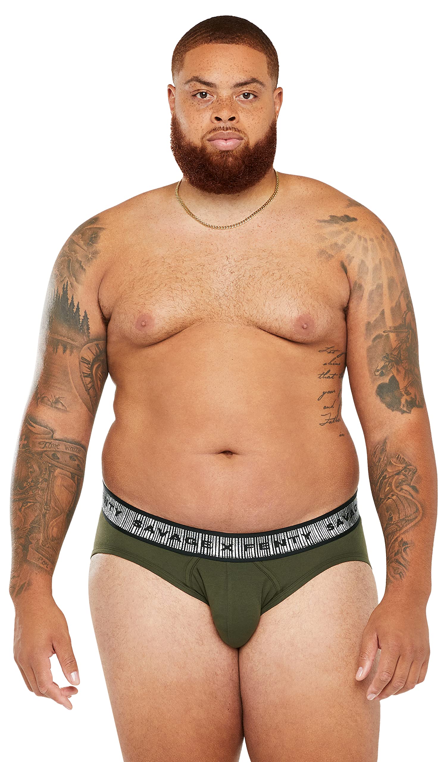 Savage X, Men's Going Platinum Briefs, Deep Forest Green, XL
