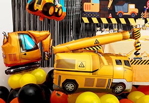 FIGEPO 179 Pack Construction Birthday Party Supplies Dump Truck Party Decorations Kits Plates, Utensils, Napkins, Tablecloth, Cake Toppers, Backdrop, Balloons, Curtains, Tape Banner Serves 16 Guests