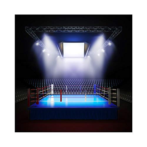 LFEEY 6x6ft Vinyl Boxing Backdrop for Photography Empty Professional Lighting Boxing Ring Void Squared Circle Prize Ring Arena Backdrop Sports Theme Party Supplies Birthday Photo Booth Studio Prop