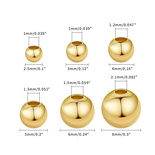 JinCraft 40pcs 8mm 14K Gold Plated Beads, Long-Lasting Round Smooth Spacer Beads, Seamless Spacer Ball Beads Gold Beads for Necklace, Bracelet, Earring,Jewelry Making,Tarnish Resistant.