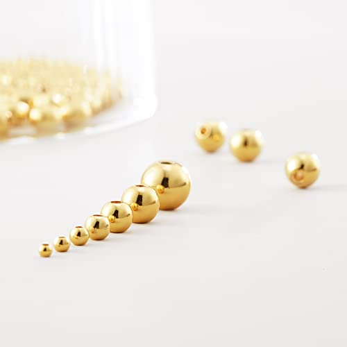 JinCraft 40pcs 8mm 14K Gold Plated Beads, Long-Lasting Round Smooth Spacer Beads, Seamless Spacer Ball Beads Gold Beads for Necklace, Bracelet, Earring,Jewelry Making,Tarnish Resistant.