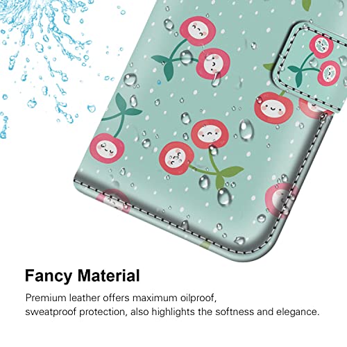 GackCase Wallet Case Fit for Samsung Galaxy S9 Plus 6.2 Inch with Cherry Stand Support Wristband Credit Card Slots Side Cash Pocket Magnetic Buckle PU Leather Flip Cover
