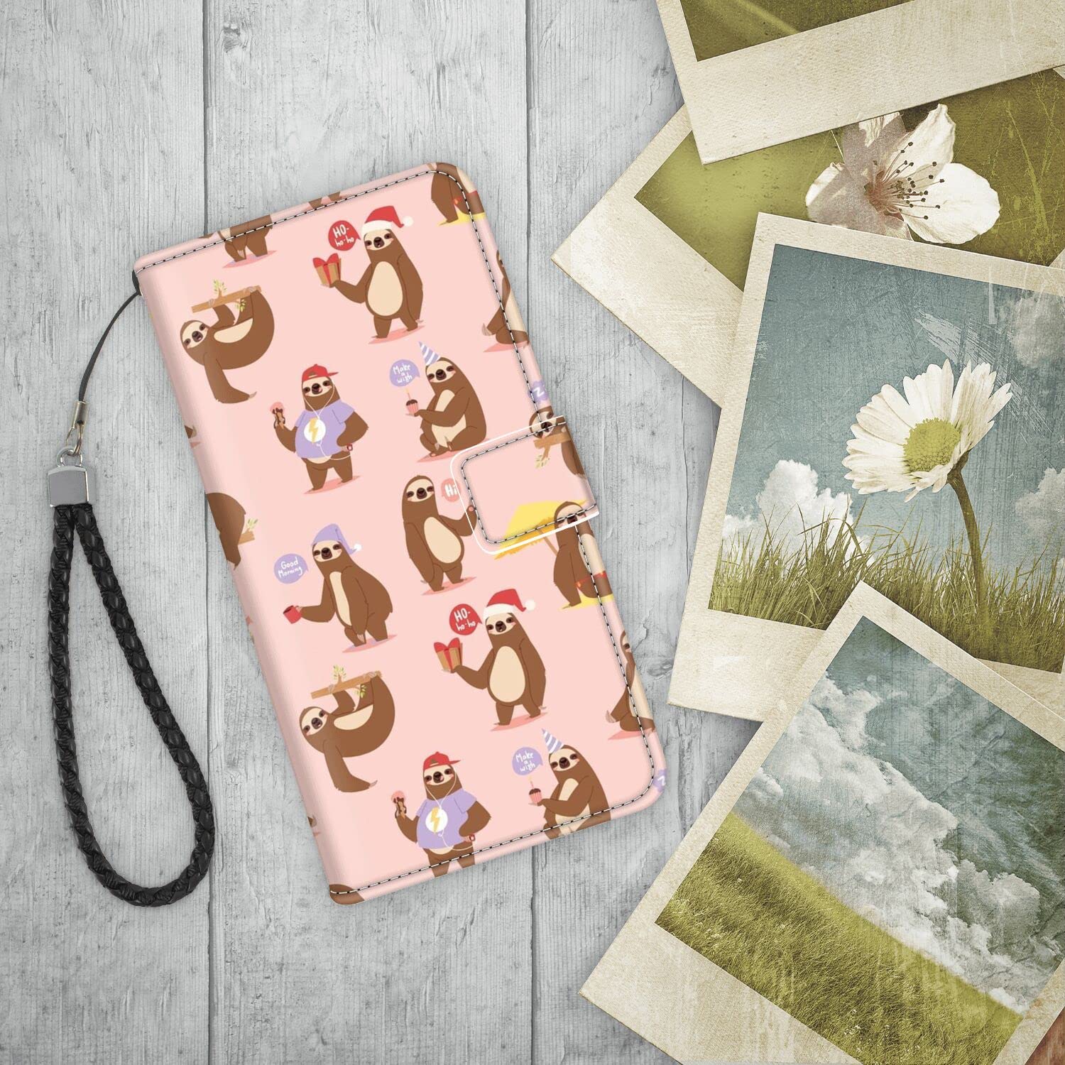 GackCase Wallet Case for Samsung Galaxy S9 Plus (2018) [6.2 Inch] with Sloth Animals Stand Support Wristband Credit Card Slots Side Cash Pocket Magnetic Buckle PU Leather Flip Cover