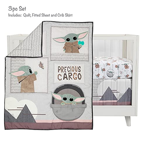 Lambs & Ivy Star Wars The Child Baby Yoda Nursery 3-Piece Baby Crib Bedding Set