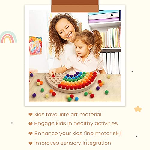 bopoobo Wooden Peg Board Beads Game Rainbow Clip Bead Puzzle Montessori Sorting Toys Counting Matching Game Beads Early Education Board Game Fine Motor Skill Montessori Toys for Toddlers