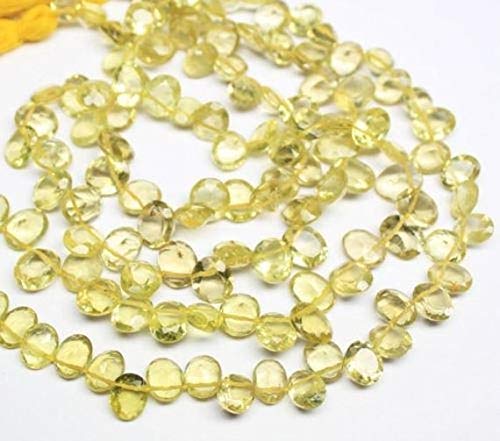 GemAbyss Beads Gemstone Natural Lemon Quartz Faceted Drilled Oval Gemstone Loose Spacer Craft Beads Strand 13 Inch Long 8mm Code-MVG-26181
