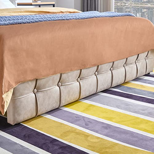 UMATRU King Size Upholstered Platform Bed Frame with Adjustable Headboard, No Box Spring Needed for Boys Girls Teens Adults, Under Bed Storage (King)