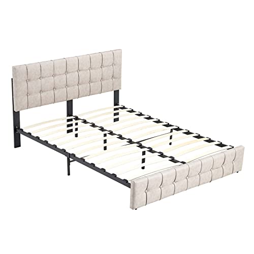 UMATRU King Size Upholstered Platform Bed Frame with Adjustable Headboard, No Box Spring Needed for Boys Girls Teens Adults, Under Bed Storage (King)