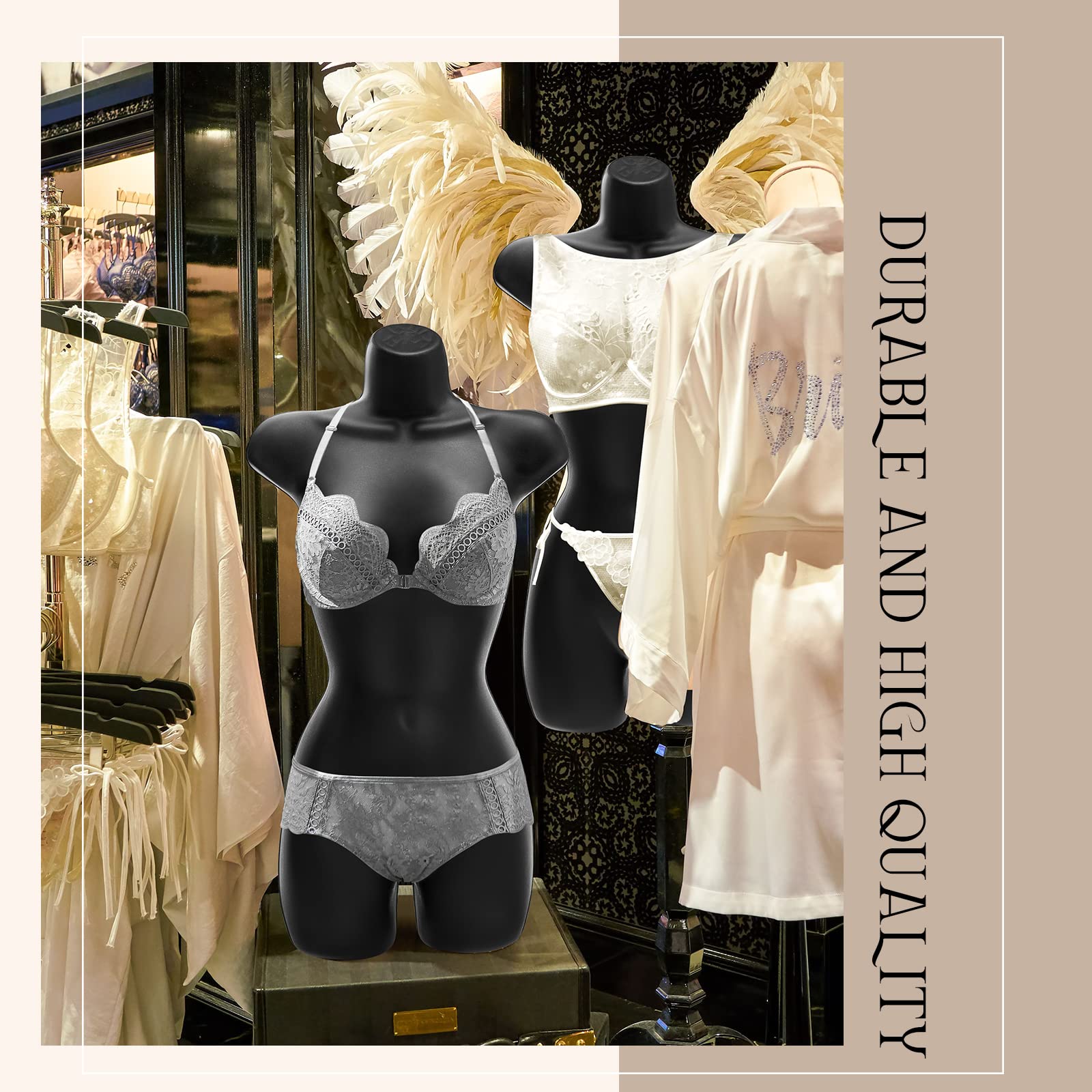 Dress Form Female Mannequin Torso Hollow Back Hanging Mannequin Body Manikin with Hook Half Body Shirt Clothing Display Plastic(12 Pcs,31.1 x 16.1 Inch)