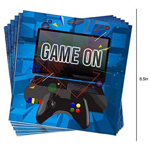 103 Piece Video Gaming Party Supplies Set Including Banner, Plates, Cups, Napkins, Tablecloth, X-Large Joy Stick Controller Balloon - Serves 25